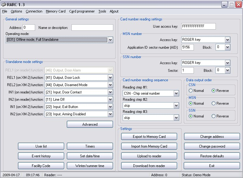 RARC | Readers and Cards Programming - Roger